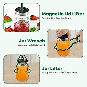 Fulgutonit Stainless Steel 21.5QT Water bath Canning Pot with Rack & Lid, Canning Supplies Starter Kit and 6 Pieces Canning Tools Set, Water bath Canner for Beginner