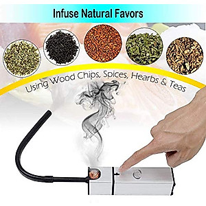 NIA Portable Smoke Infuser Hand-held Cold Smoking Gun Small Kitchen Smoker for Food including Any Meat, Cheese & Cocktails