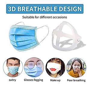 Tirdkid 16Pcs Face Bracket for Mask -3D Mask Bracket -Face Mask Internal Support Frame, More Space for Comfortable Breathing, Lipstick Protector ,Washable Reusable White