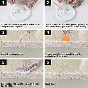 Globalcom Tile and Granite/Marble Repair Kit, Porcelain Stone and Quartz Countertops Repair Kit for Chips Dents Cracks Holes Scratchs, Fix Chipped Edges Corners, Reattaches Missing Pieces