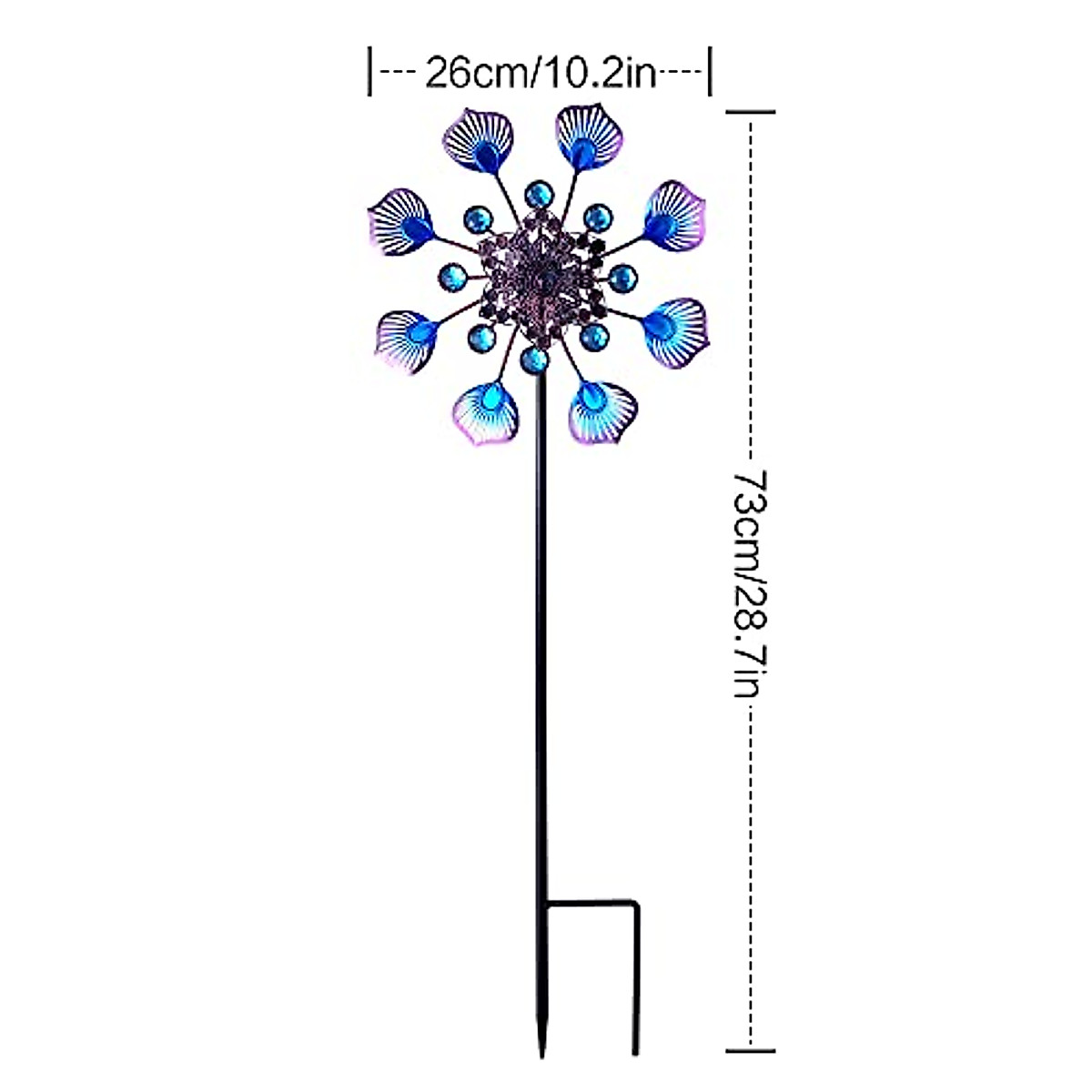 QMCAHCE Peacock Tail Plugin Wind Spinner Windmill 360 Swivel Outdoor Garden Metal Wind Spinner Yard Decor for Patio/Lawn/Garden Windmill Decoration (Blue)