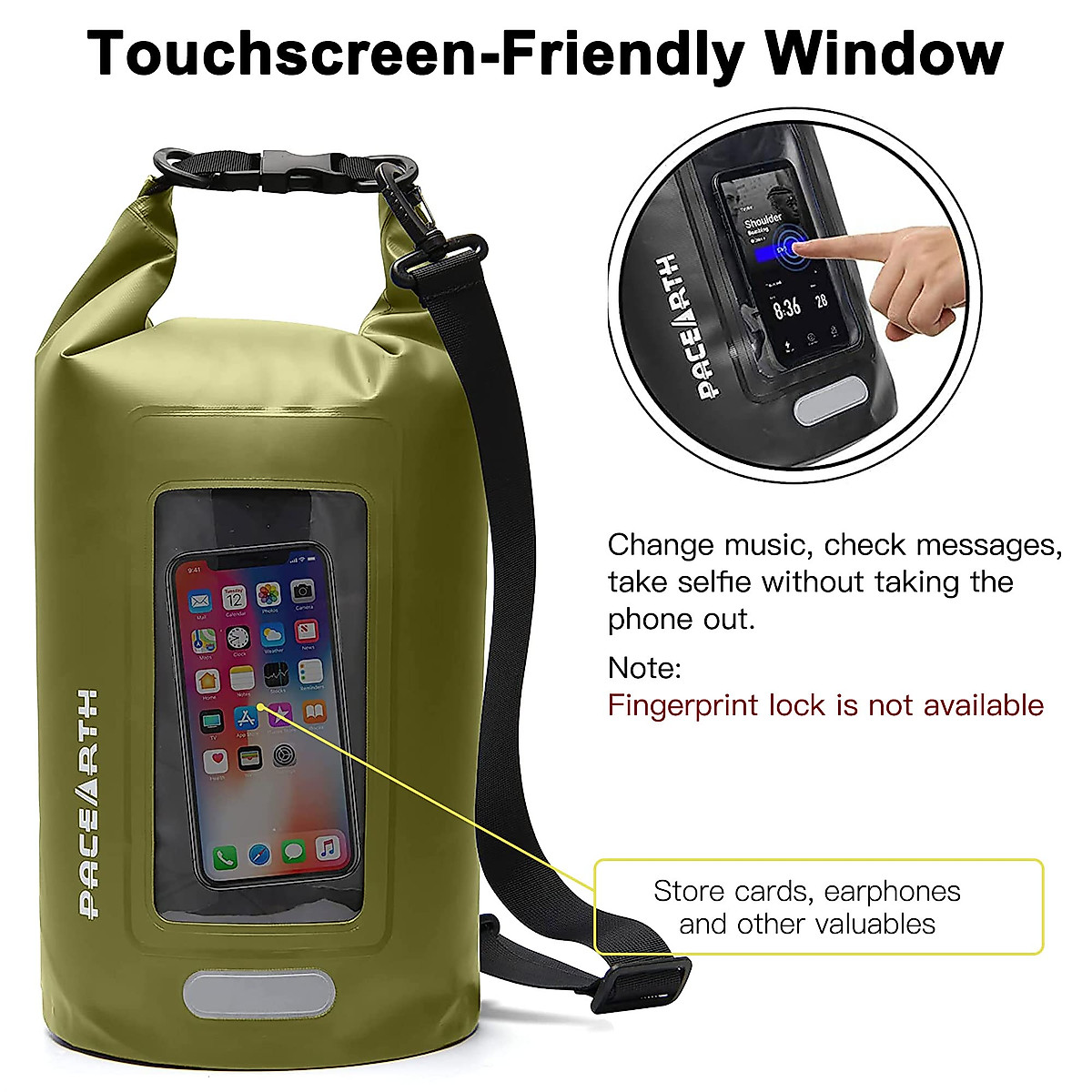 PACEARTH Floating Dry Bags Waterproof with Inner Transparent Phone Bag, 10L/20L/30L Roll Top Lightweight Dry Storage Bag Backpack for Kayaking, Rafting, Boating, Camping, Hiking, Fishing