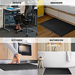 Kitchen Mat Cushioned Anti Fatigue Comfort Mat, Non Slip Heavy Duty Standing Rug, Waterproof Kitchen Rugs, Versatile Kitchen Rugs and Mats for Kitchen Sink Floor, Offices, Laundry, 18"×30", Black