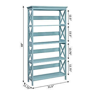 Convenience Concepts Oxford 5 Tier Bookcase, Sea Foam