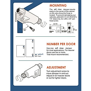 Rok Hardware 10 Pack Soft Close Damper for Cabinet Doors/Compact/SoftClose Cabinet Adapter/Polished Nickel/Hardware/Hinge SCD103