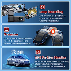 Dash Camera for Cars, 1080P FHD Dash Cam Front, Car Camera Dashcam with WiFi APP Control, Loop Recording, G-Sensor, Night Vision, 24H Parking Mode, Support 128GB SD Card Max (Not Included