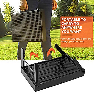 Portable BBQ Grill Folding Charcoal Grill, 17 * 10’’ Barbecue Area Stainless Grill, Lightweight Instant Smoker Grill, Small Grill, Table Top Grill for Outdoor Barbecues Camping Picnics Beach Party