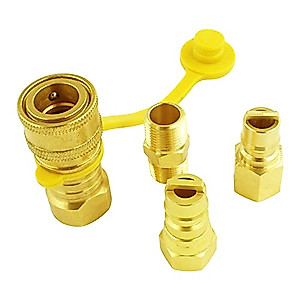 MCAMPAS 3/8 Inch Natural Gas Quick Connect Fittings, Natural and Propane LP Hose Extension Quick Disconnect Kit for Gas Grills, Patio Heater, Pizza Oven, Patio Fire Pit, Generator - 4 Piece