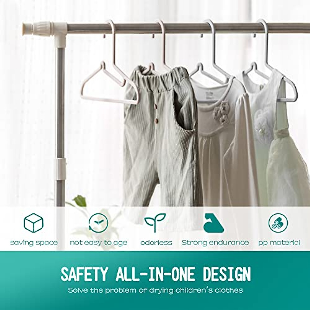 Domiella Plastic Kids Hangers for Nursery,Space Saving Toddler Collar Protection Hangers,Non Slip Baby Hangers for Closet (Gray 20-Pack)