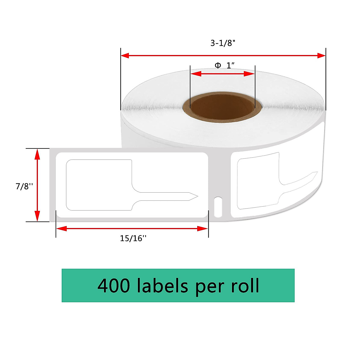 USUPERINK 2 Roll (400 Labels/roll) Compatible for Dymo LabelWriter 30373 Jewelry Price Tag 2-up Rat Tail Labels 7/8'' x 15/16'' Retail Adhesive Label Sticker [NOT FIT 550 & 5XL]
