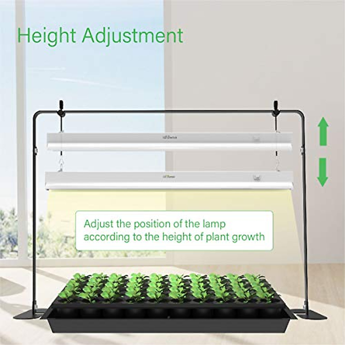 iGrowtek 2ft Grow Light for Seed Starting,LED Grow Lamp for Indoor Plants,Seedling Grow Light with Stand,Seed Starter Light Kit with Natural White Spectrum,Height Adjustable,Iron Frame,ON-Off Switch