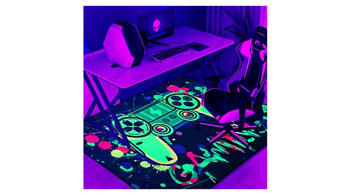 Gaming Room Decor Rug Gamer Rugs for Bedroom UV Reactive Blacklight ...
