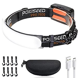 1500 Lumens Rechargeable LED Headlamp with 230° Beam, 3 Modes, IPX6 Waterproof - For Camping, Running, Fishing, Hard Hat Work