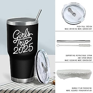 Girls Trip 2025 Gym Tumbler With Lids,Gifts For Mothers,Stainless Steel Wine Tumbler With Lid For Home
