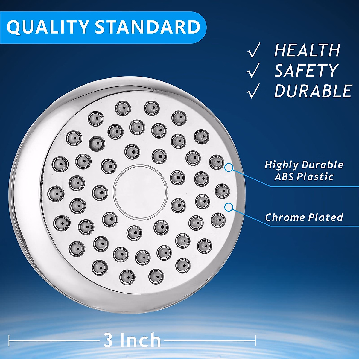 Nuodan High Pressure Shower Head - Powerful Bathroom Pressure Boosting Showerhead - Perfect Universal Replacement for Rain Shower Heads(Chrome)