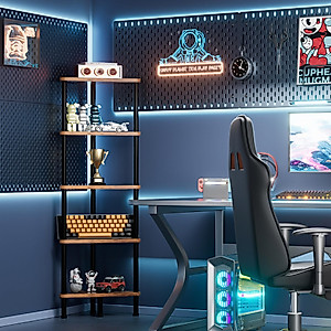 Lifenite Corner Shelf Stand, 5 Tier Corner Bookshelf with Storage, Corner Bookcase for Small Spaces, DIY Stackable Bookshelf, Corner Display Plant Stand, Bathroom, Living Room, Kitchen, Home Office