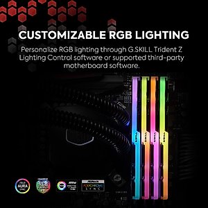 G.SKILL Trident Z RGB Series (Intel XMP) DDR4 RAM 16GB (2x8GB) 3600MT/s CL17-18-18-38 1.35V Desktop Computer Memory UDIMM (F4-3600C17D-16GTZR)