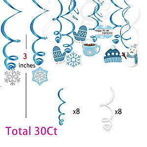 Christmas Snowman,Snowflake,Winter,Snow Frozen Hanging Swirl Decorations for Festival,Party,Together,Celling,Classroom,Home,Office,Bedroom(30Ct)