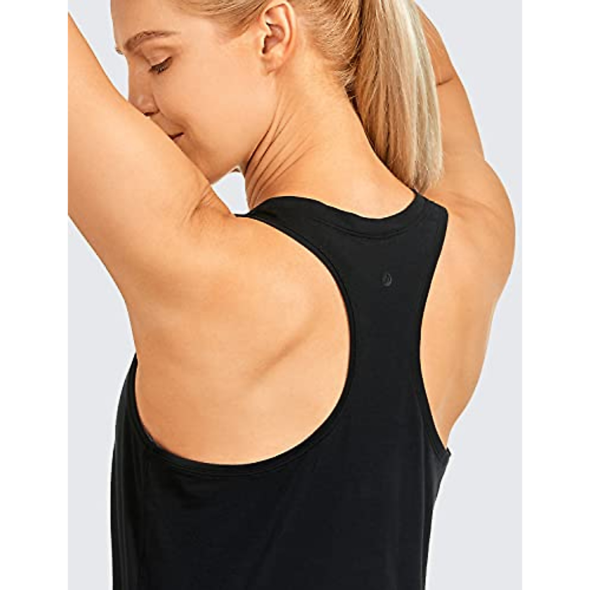 CRZ YOGA Women's Racerback Workout Tank Tops Loose Fit - Soft Pima Cotton Athletic Yoga Shirts Lightweight Black Small