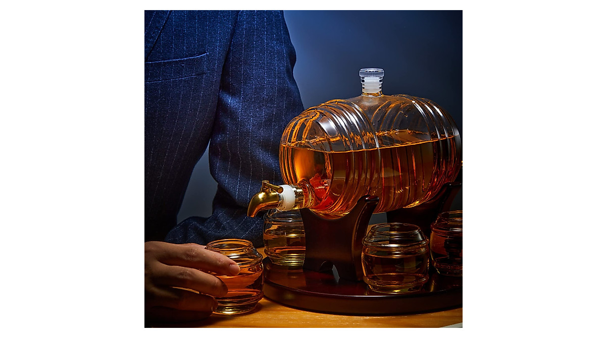 Whiskey Barrel Decanter Set | Premium Liquor Dispenser Gift