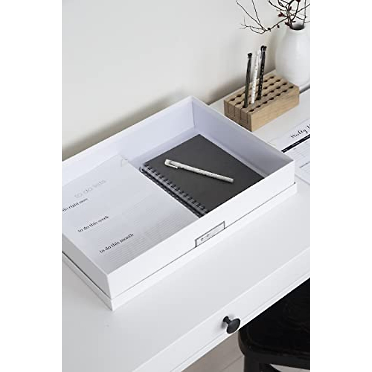 Bigso Box of Sweden 934145541 A3 Storage Box, Fibreboard, White, 31 x 43.5 x 8.5 cm