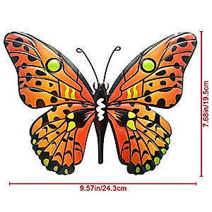 Metal Butterfly Wall Decor - 9.5" Outdoor Fence Wall Art Decor, Hanging for Garden Yard Living Room Bedroom Patio Balcony,Gift for Family Friends(4 Pack)