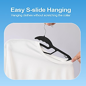 UNEED Hangers 50 Pack - Space Saving Plastic Clothes Hangers with 360°Rotating Hook-Heavy Duty Hangers for Suits and Pants(Balck Hanger)