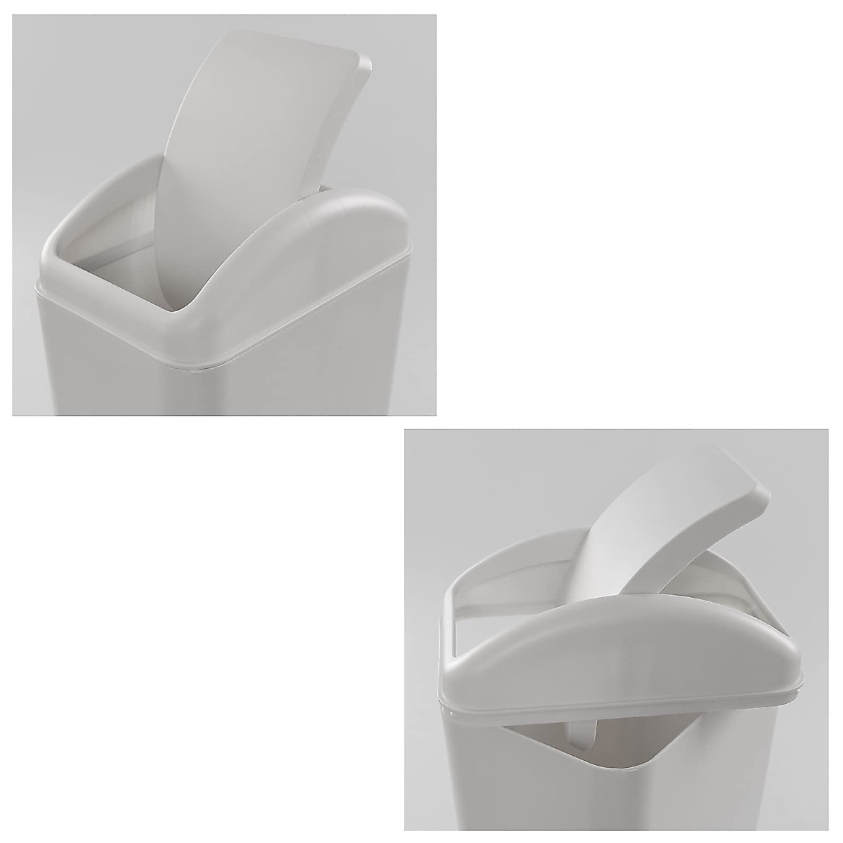 Saedy Swing Lid Trash Can, Greyish Plastic, 14 L Capacity