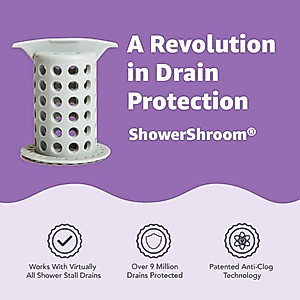 ShowerShroom the Revolutionary 2" Stand-Up Shower Stall Drain Protector Hair Catcher/Strainer, Gray