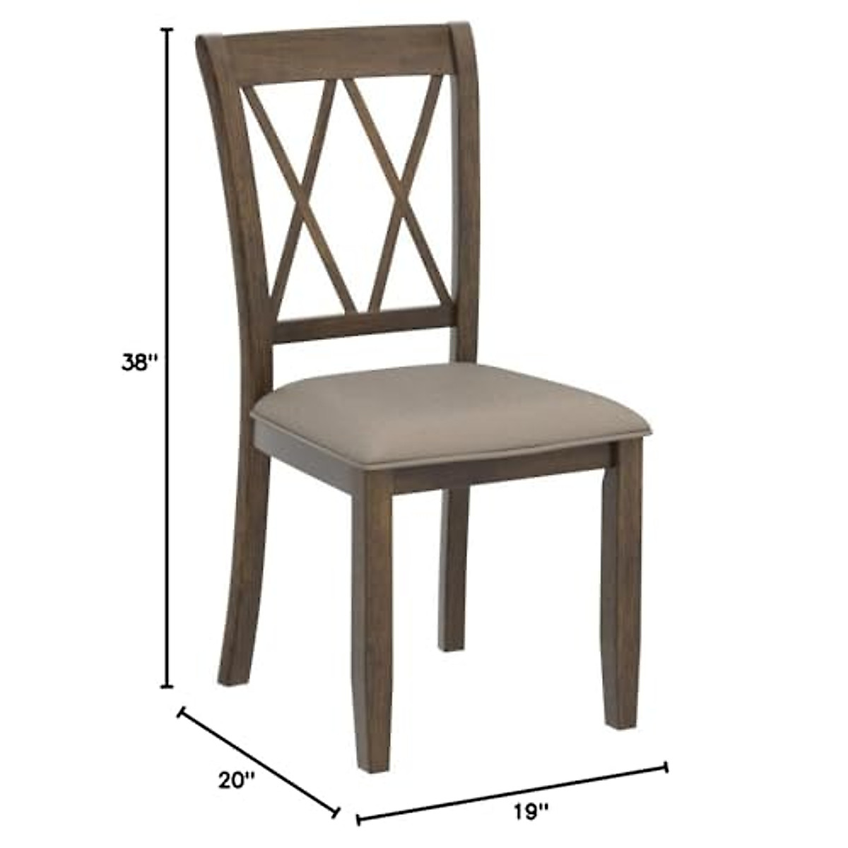 Roundhill Furniture Windvale Fabric Upholstered Dining Chair, Set of 2, Brown