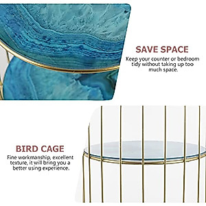 Minkissy Makeup Organizer Cosmetics Iron Storage Rack Bathroom Countertop Organizer, Birdcage Shape- Cosmetic Rack Double Layer