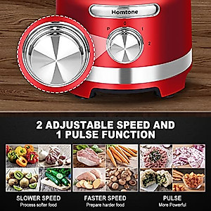 Homtone Professional Food Processors Food Chopper, 600W with 16 Cup Processor Bowl, 4 Blades, Food Chute and Pusher for Shredding, Pureeing Vegetables, Meat, Grains, Nuts