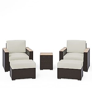 Homestyles 6800-119D-T Palm Springs 5-Piece Outdoor Set, 2 Person, Beige/Brown