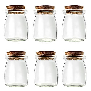 Yamahiko 6Pcs Decorative Glass Bottle with Cork Stopper, 100ml,3.4oz Mini Glass Wish Favor Bottle Jars with Cork Lid, Corked Small Pudding Glass Storage Jars Empty Glass Bottle for Party Wedding Favor
