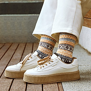 Pleneal 5 Pack Thick Soft Winter Wool Socks for Women - Cozy Knit Boots Socks