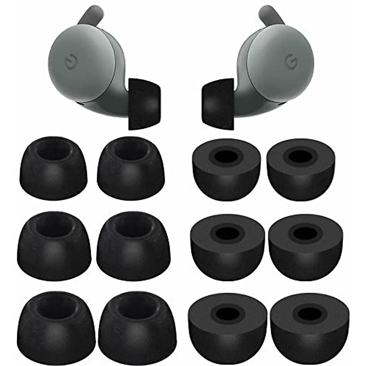 Memory Foam Tips Compatible with Google Pixel Buds A-Series Ear Tips, 6 Pairs No Silicone Noise Reduce Comfortable Fit in Case Eartips Compatible with Google Pixel Buds A Series - S/M/L Black