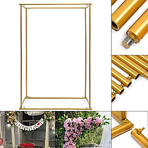 Backdrop Stand, Balloon Arch Kit, Gold Metal Wedding Welcome Arch Stand Display Stand, 44.88×23.62×70.86 Inch Square Halloween Balloon Arch, Fit for Wedding Birthday Party Christmas Decorations