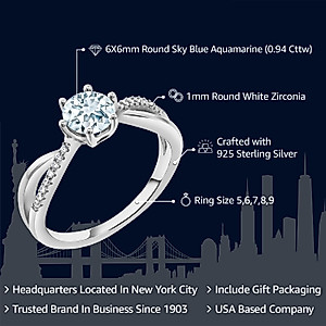 Gem Stone King 925 Sterling Silver Gemstone Birthstone Infinity Ring | Round 6MM | Wedding Engagement Anniversary Promise Ring For Women | Available In Size 5, 6, 7, 8, 9