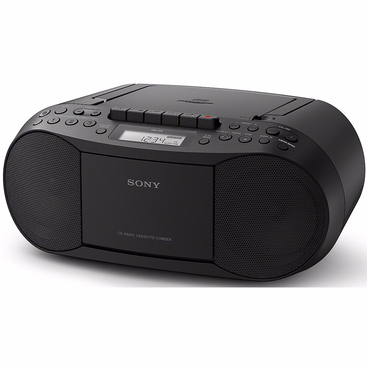 Sony Portable Full Range Stereo Boombox Sound System with MP3 CD Player, AM/FM Radio, 30 Presets, Headphone and AUX Jack - Bonus DB Sonic CD Head Cleaner