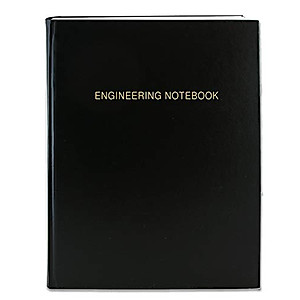 BookFactory Engineering Notebook/Engineer Graph Paper Notebook/Quadrille 4 X 4 Quad Ruled Book - 96 Pages (.25" Lab Grid Format), 8" x 10", Black Cover, Smyth Sewn Hardbound (LIRPE-096-SGR-A-LKT4)