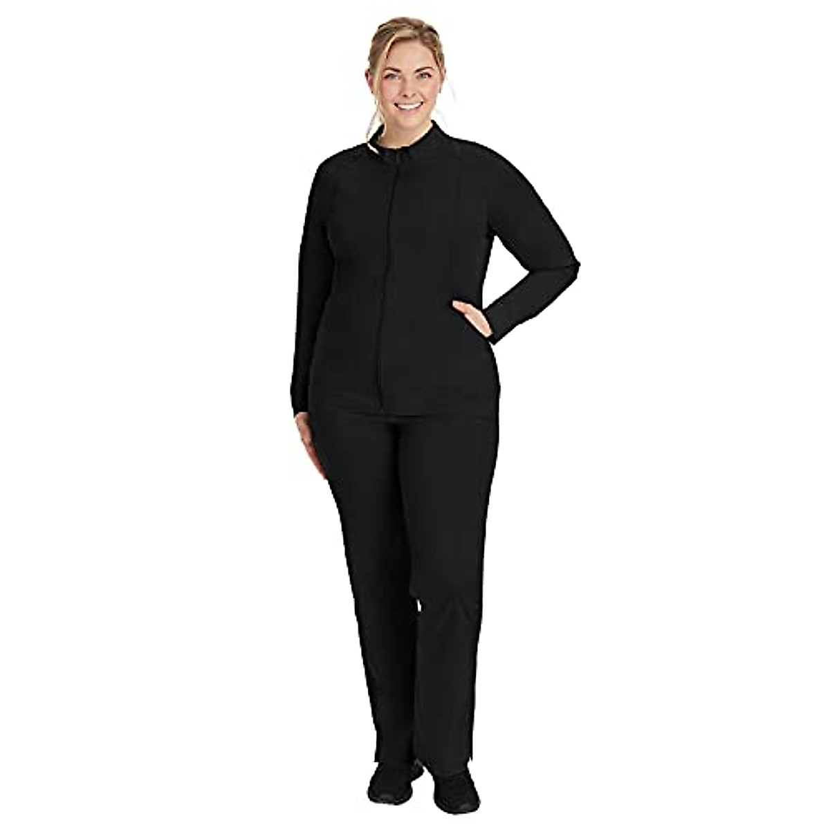 Healing Hands Scrub Jacket for Women 2 Pocket Purple Label Scrubs 5038 Dakota Zip up Womens Jacket Black M