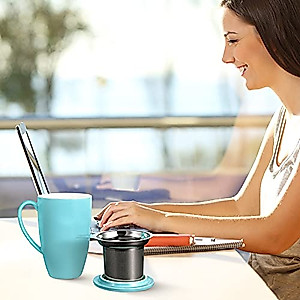 Cibeat Porcelain Tea Mug with Infuser and Lid,Teaware with Filter, Loose Leaf Tea Cup Steeper Maker, 16 OZ for Tea/Coffee/Milk/Women/Office/Home/Gift