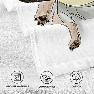 ALAZA Pug Dog in Back Carrier W/ Quote Hand Towels for Bathroom 1OO% Cotton 2 pcs Face Towel 16 x 28 inch, Absorbent Soft & Skin-Friendly
