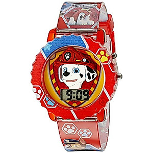 Nickelodeon Kids' Digital Watch with Red Case, Comfortable Red Strap, Easy to Buckle - Official 3D Paw Patrol Character on the Dial, Safe for Children - Model: PAW4016