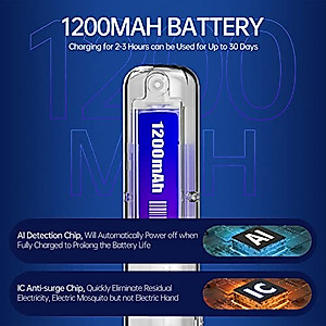 PÜREBLISS Electric Fly Swatter, Distance & Motion Detection, Large Handheld Indoor & Outdoor Mosquito & Bug Zapper Rechargeable , Digital Mosquito Count & LED Light