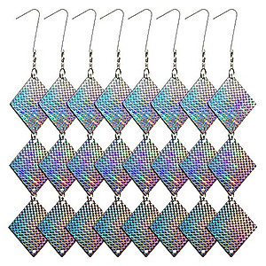 Holographic Reflective Bird Scare Discs for Woodpeckers and Pigeons, Bird Reflectors Scarer, Keep Birds Away, 24 Diamond-Shape Disks