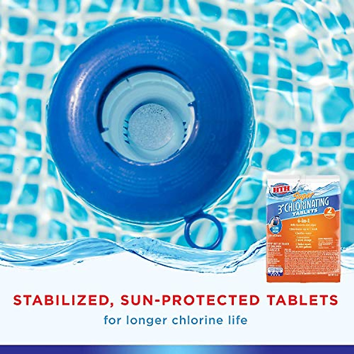 HTH 42032 Super 3-inch Chlorinating Tablets Swimming Pool Chlorine Sanitizer, 6 oz