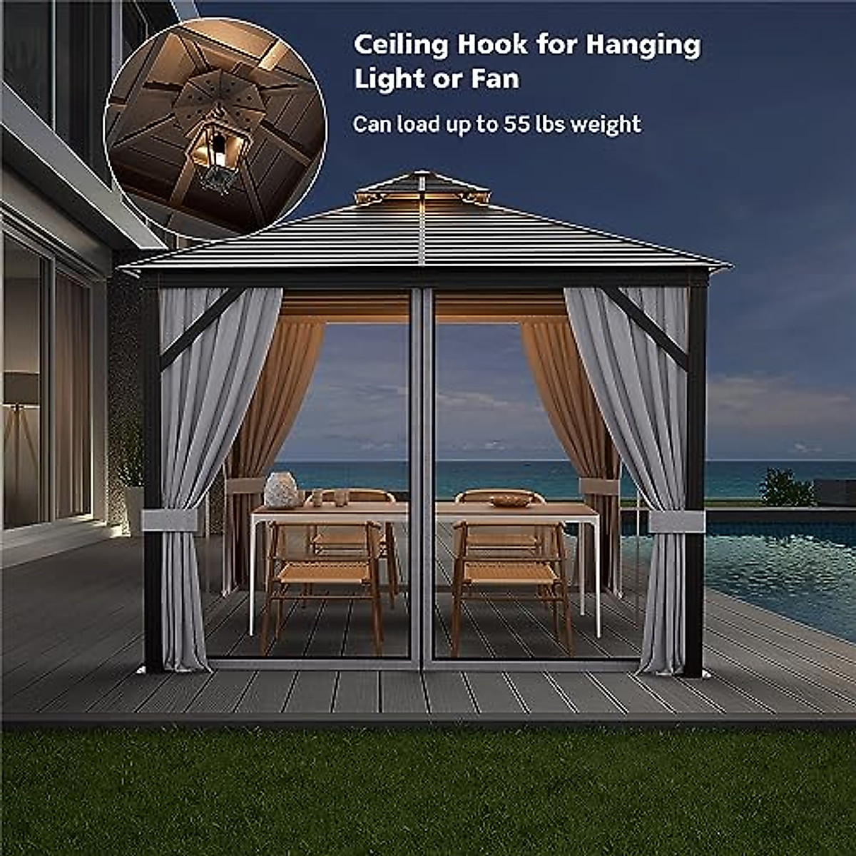 Clihome 10 x 10 Ft Double-Top Hardtop Gazebo Galvanized Steel Roof