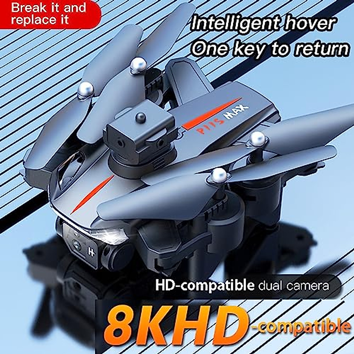 Lopeceal Mini Drone with 8K Dual Camera for Kids and Adults, GPS Remote Control Drone - Brushless Motor 5G WiFi 360° Obstacle Avoidance Foldable Quadcopter Headless Mode and One Key Take-Off/Land Or