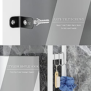 linstock Over The Toilet Storage, 3 Shelf Bathroom Space Saver, Bamboo Stable Freestanding Above Toilet Stand with 3 Hooks for Bathroom, Restroom, Laundry, White